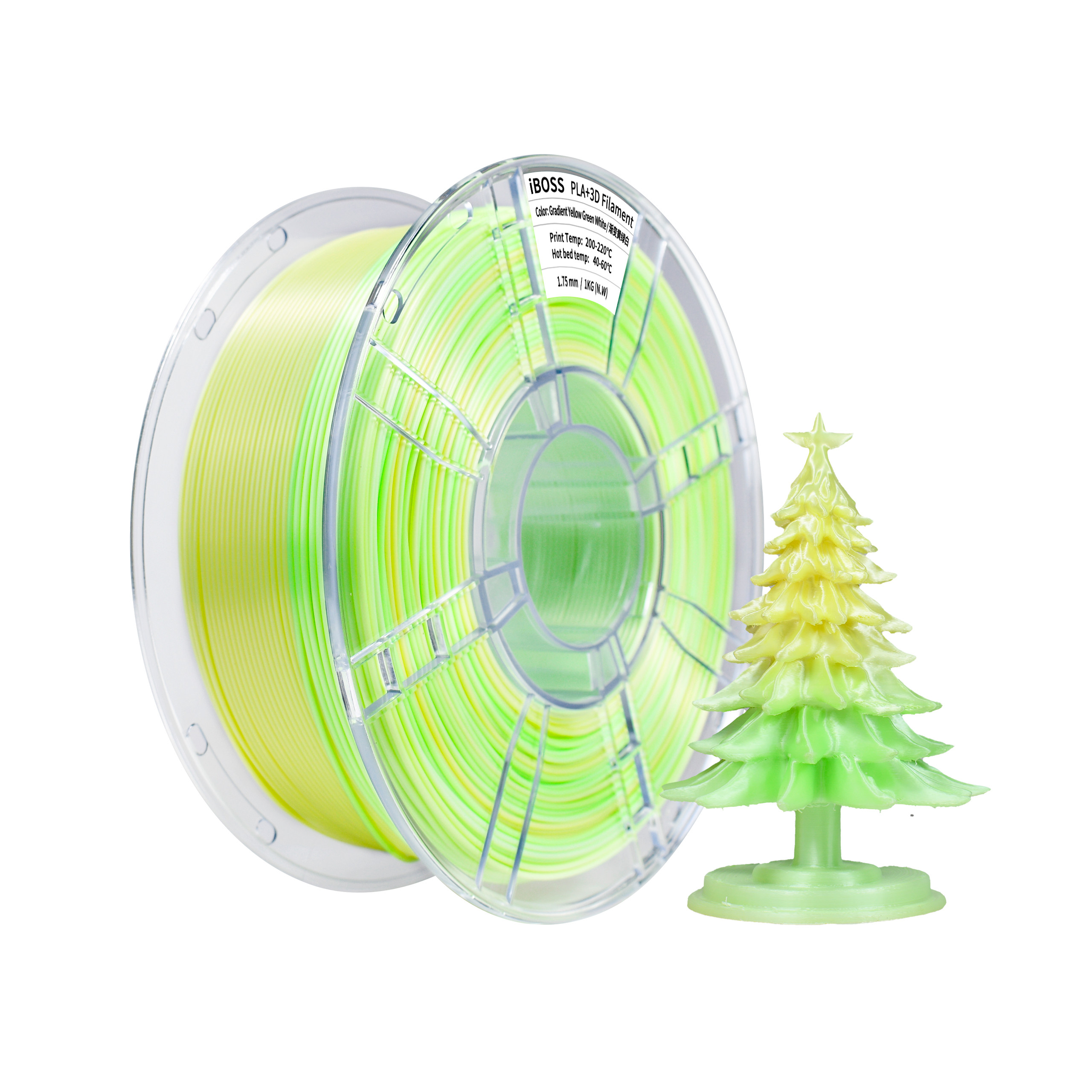 IBOSS High Rigidity PLA+ Filament 1.75mm Gradient Yellow Green White 3D ...