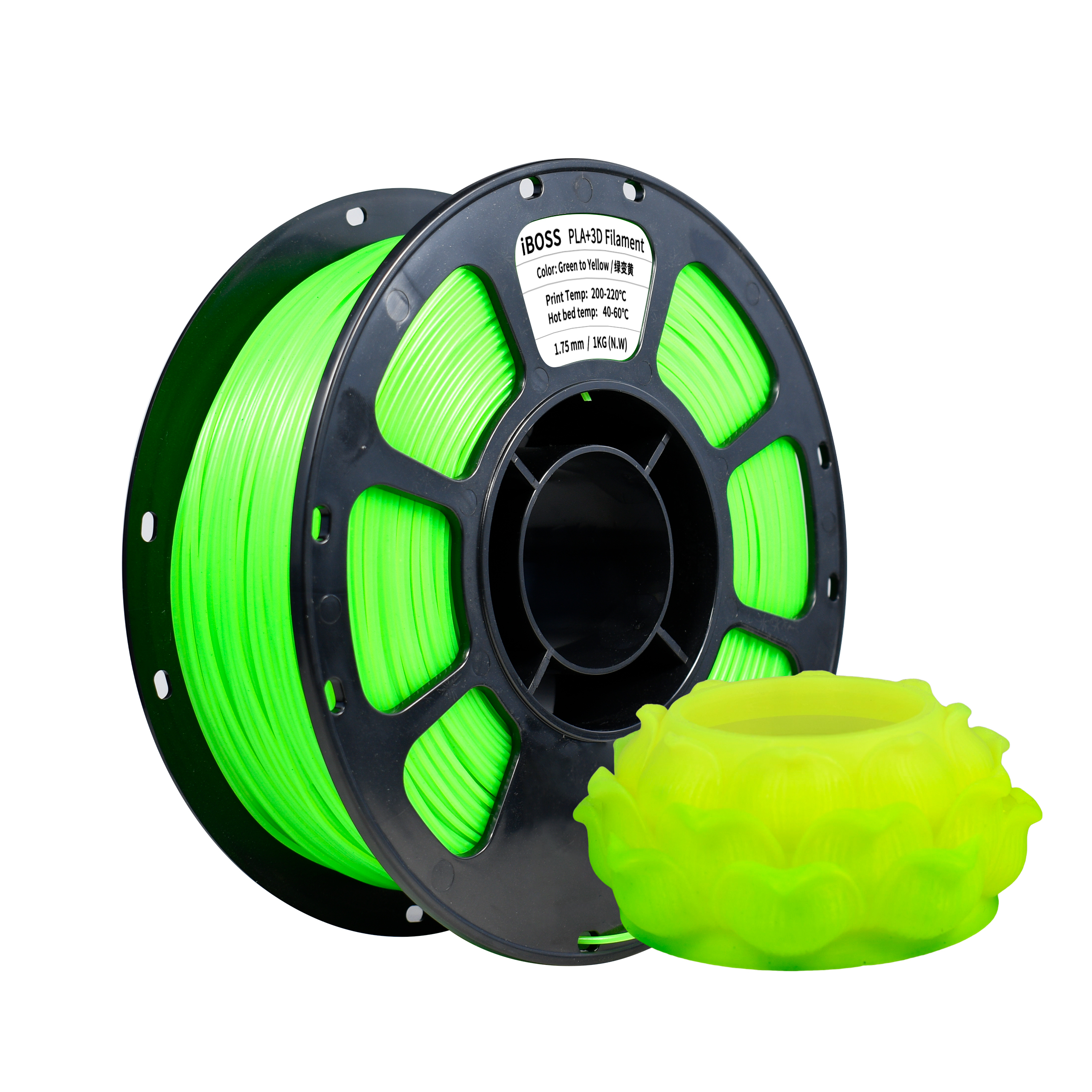 iBOSS 1.75mm 3D Printer PLA+ Temperature Color Change Green to Yellow ...
